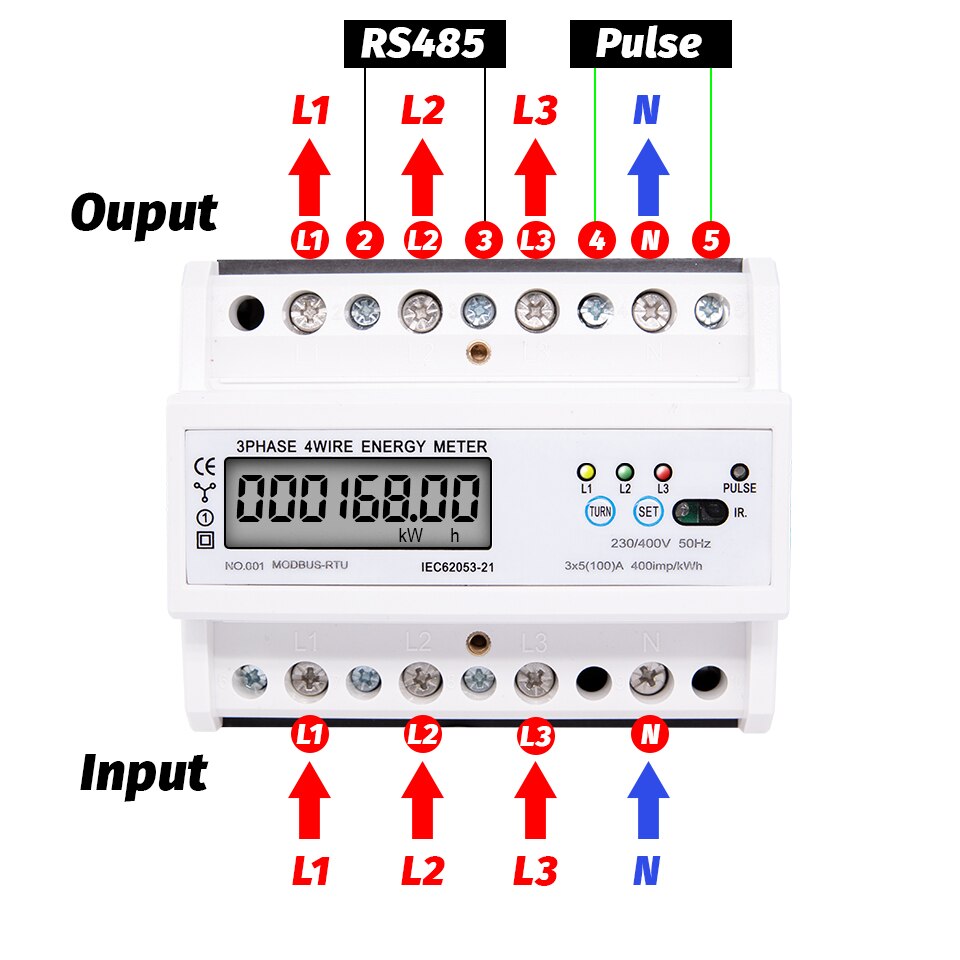 RS485 5(100)A 220/380V 3 Phase 4 Wire DIN Rail Ene... – Grandado