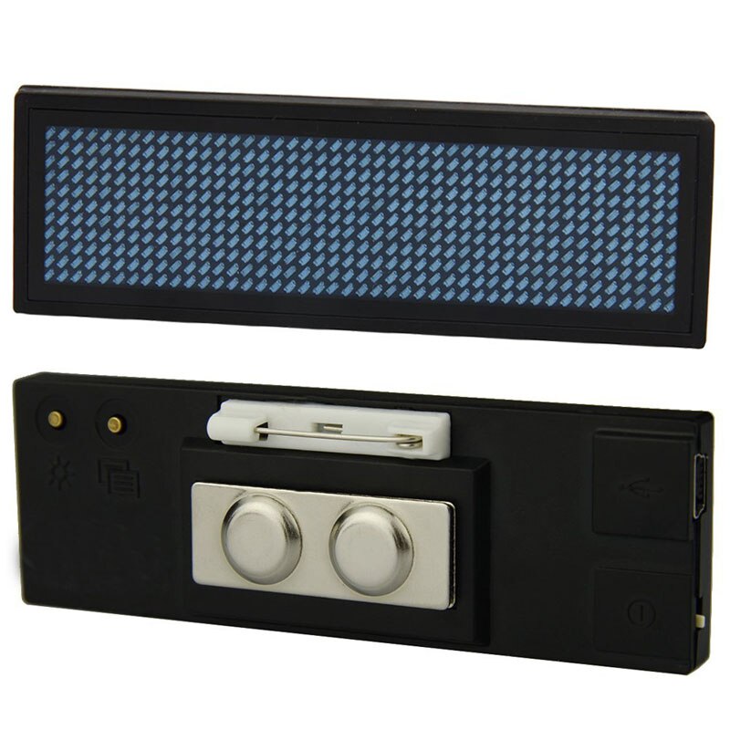 USB Programmable Advertising Blue LED Name Badge,M... – Grandado