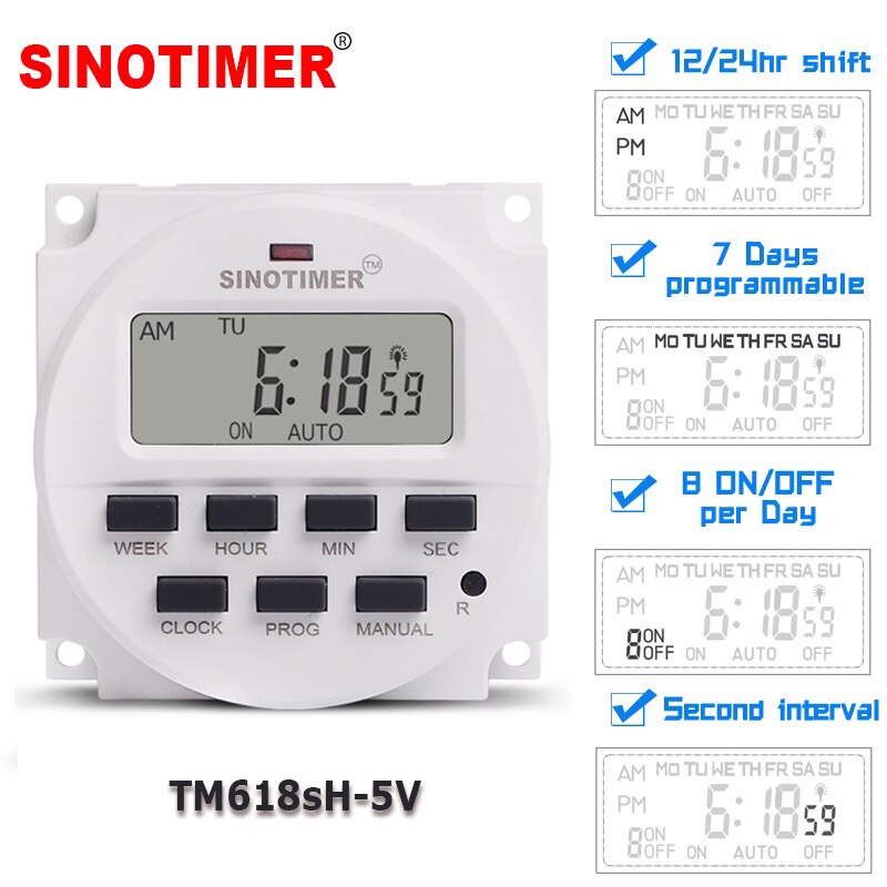 5v dc strømforsyning 1 sekund interval 7 dage ugen... – Vicedeal