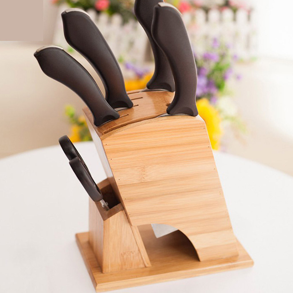 Six Slot Wood Holder Block Scissor Slot Storage Ra... – Grandado