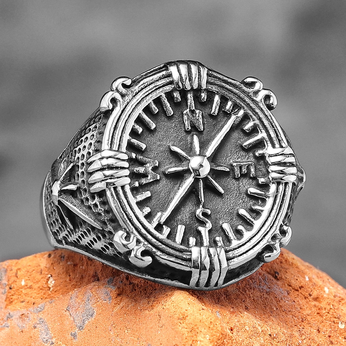 Vintage Viking Compass Stainless Steel Mens Rings ... – Vicedeal