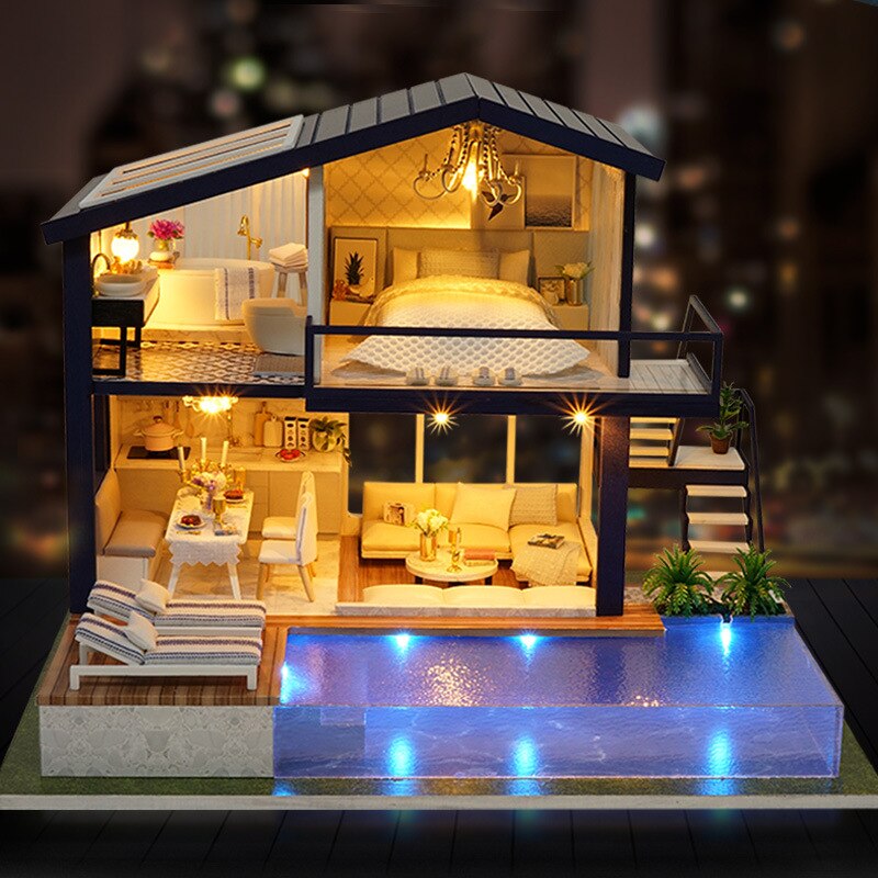 DIY Haus mit Möbel Kinder Erwachsene Miniatur Holz... – Grandado