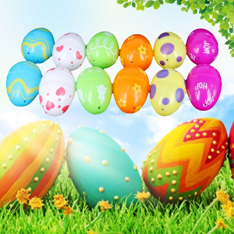 12Pcs Easter Plastic Opening Eggs DIY Printed Craf... – Grandado