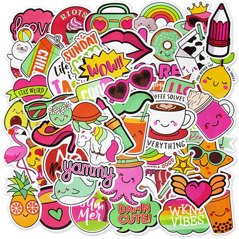 50 Pcs Eenvoudige Meisjes Vsco Sticker Pack Waterd... – Grandado