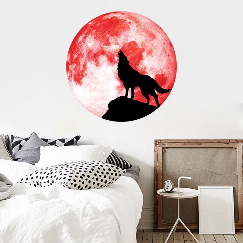 3D Luminous Moon Wall Stickers Wolf Glow In The Da... – Grandado