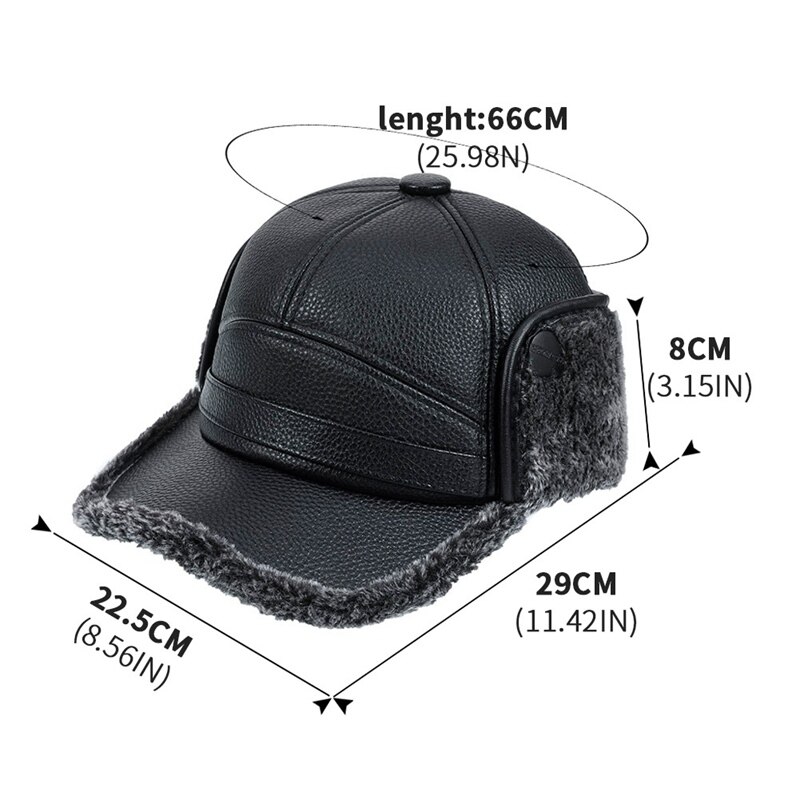 Winter Mens Leather Cap Warm Cap Ear Protection Fu... – Vicedeal