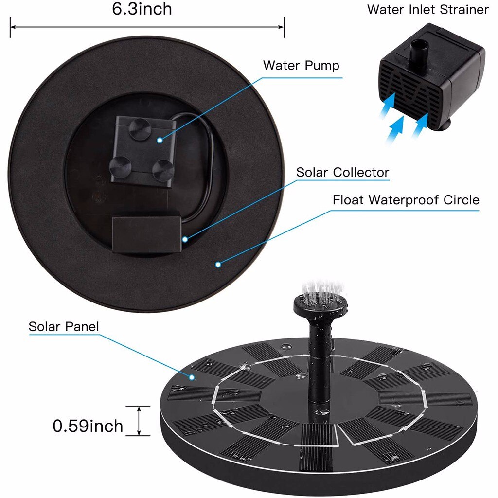 Solar Pomp, 1.4W Ronde Solar Fontein Drijvende Fon... – Grandado