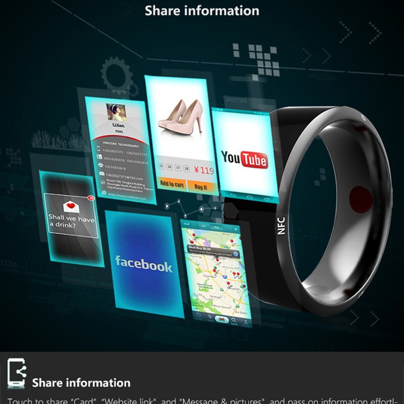 Multifunctional NFC Smart Ring Black Information S... – Grandado