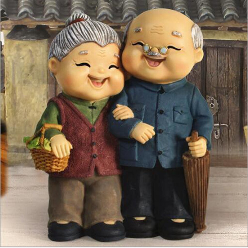 Resin Craft Elderly Couple Figurines Old Age Life ... – Grandado
