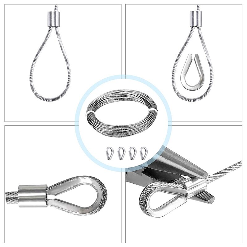 Cable Set with 10M Wire Rope M2 Wire Rope Clamp M5... – Grandado