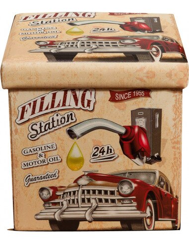 Poef Opslag Hersluitbare Faux Lederen Benzine – Vicedeal