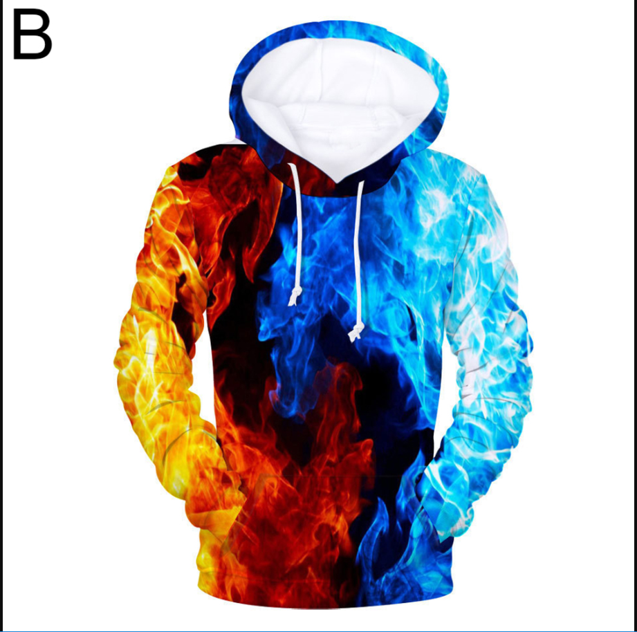 Men 3D Digital Fire Flame Print Hooded Sweatshirt ... – Grandado