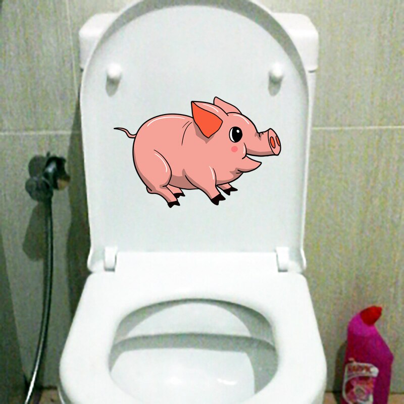 YOJA 22.6CM×15CM Running Pink Little Fat Pig WC To... – Grandado