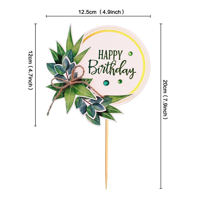 Green Leaves Cake Topper Happy Birthday Decoration... – Vicedeal