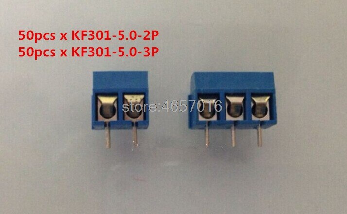 100 Pcs KF301-5.0-2P + KF301-5.0-3P KF301 "+" Schr... – Vicedeal