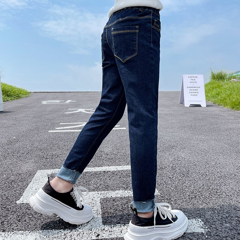 Kids Jeans for Girls Spring Autumn Dark Blue Child... – Grandado