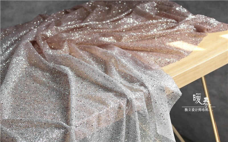 Glitter tyll spets bronzing tyg guld sparkle palje... – Grandado
