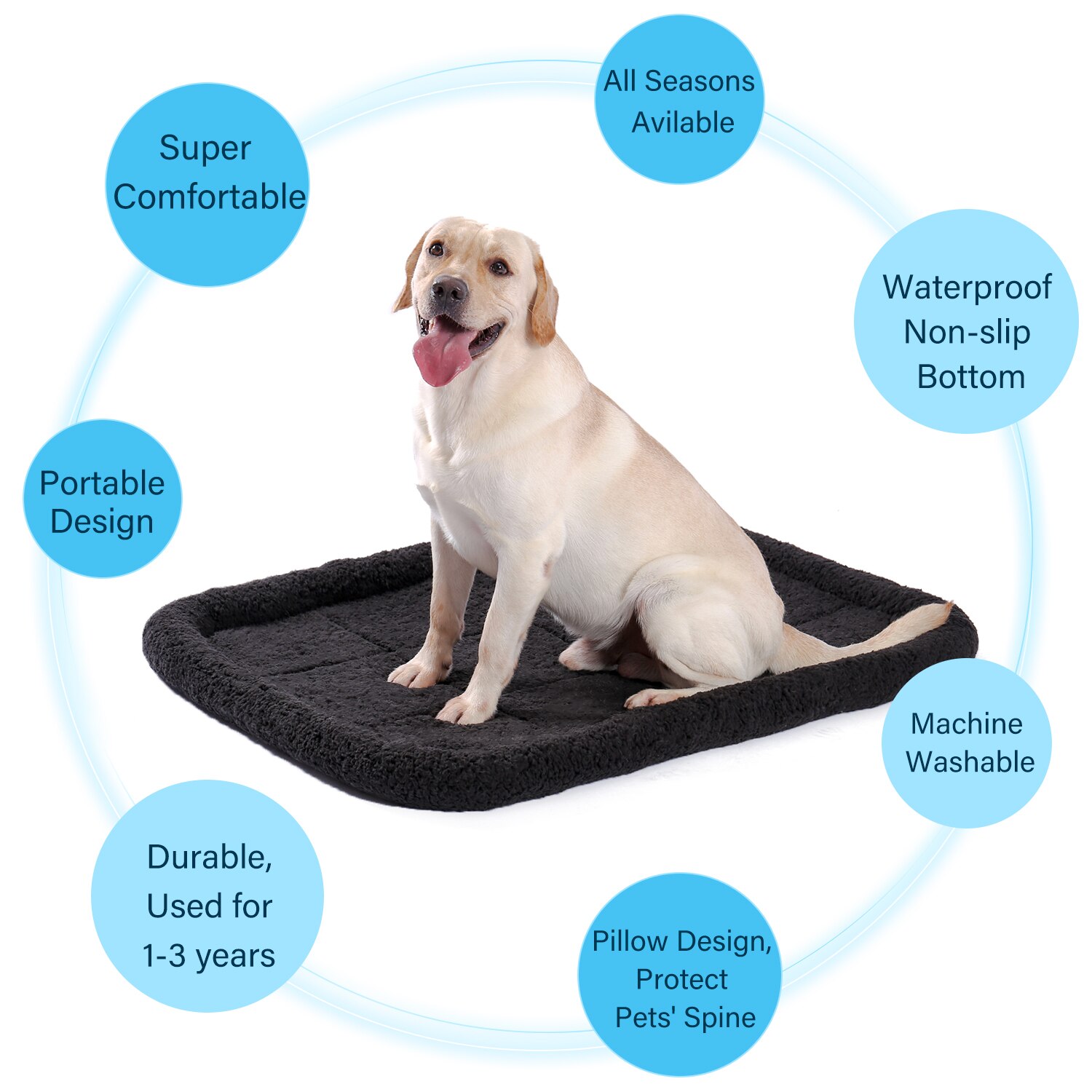 5 Size For Large Dogs Bed Super Soft Sherpa Crate ... – Grandado