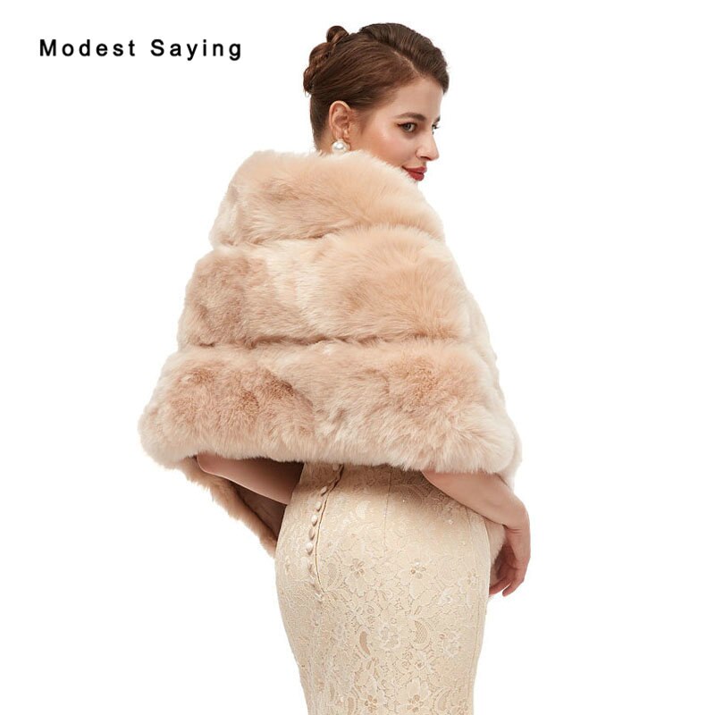 Faux Fur Wedding Shrugs Bridal Shawls Shoulder Cov... – Grandado
