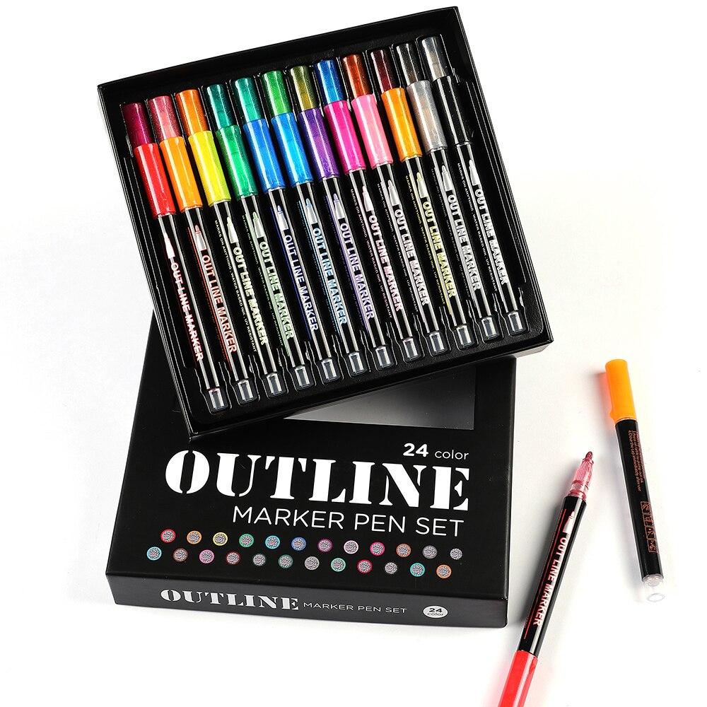24Colors Doodle Dazzle Markers, Double Line ,Magic... – Vicedeal