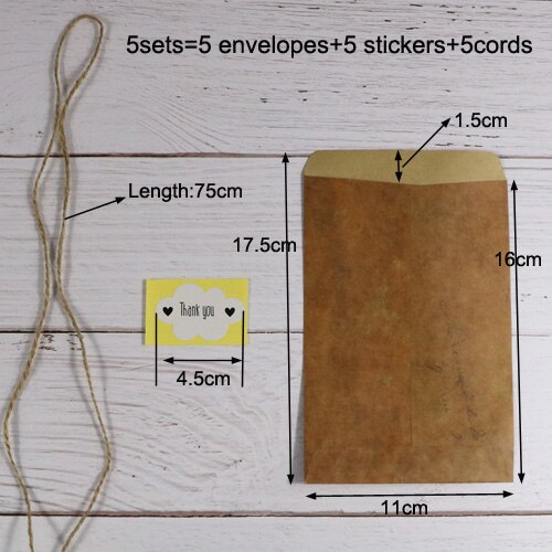 Brown Paper Envelopes 5sets with Thank you Sticker... – Grandado