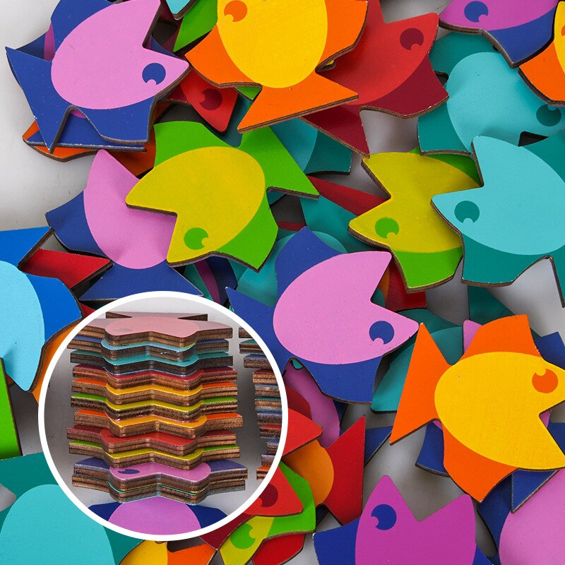 3D Wooden Fish Puzzle Kids Early Learning Educatio... – Grandado