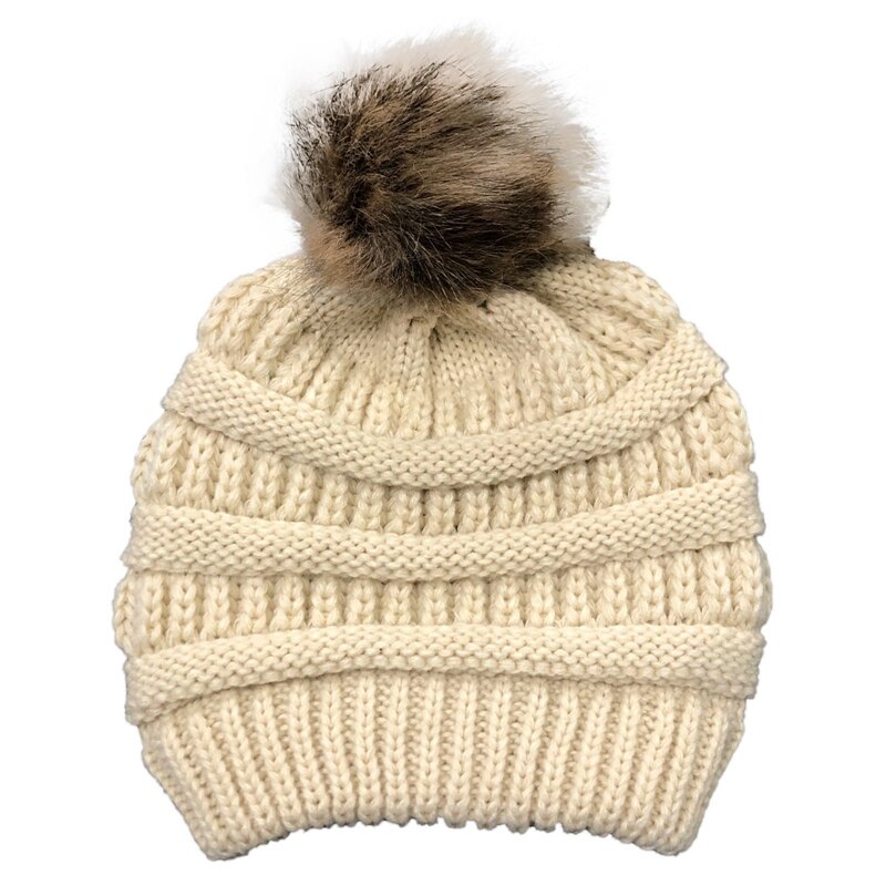 Bont Pompom Wol Winter Hoed Voor Vrouwen Meisje Ho... – Grandado