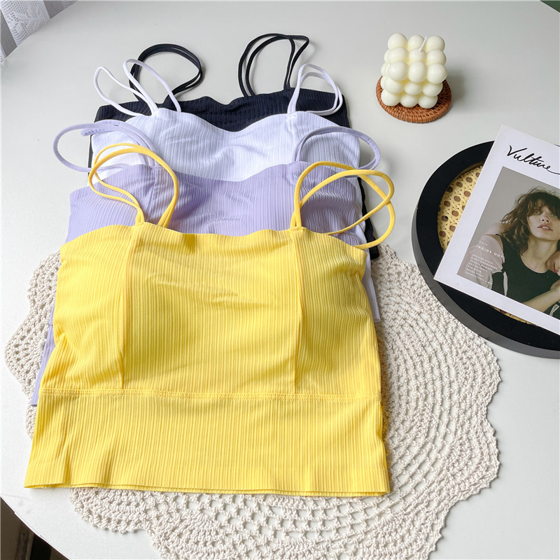 Spring Summer Tube Crop Top With Bra Women Pushup ... – Vicedeal