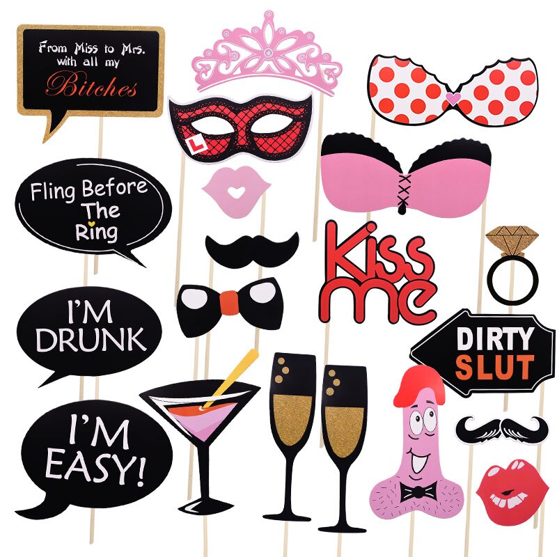 Wedding Party Photo Booth Props Mask Hat Mustache ... – Vicedeal