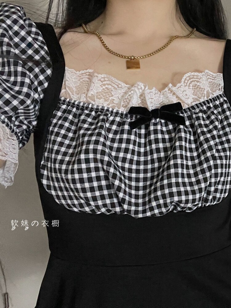 HOUZHOU Kawaii Maid Dress Woman Summer 2022 Black ... – Grandado