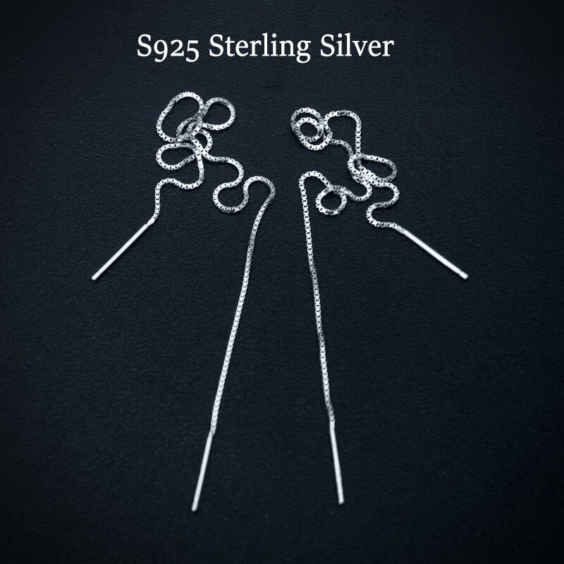 Minimalist Ear Thread Earrings 925-Sterling-Silver... – Grandado