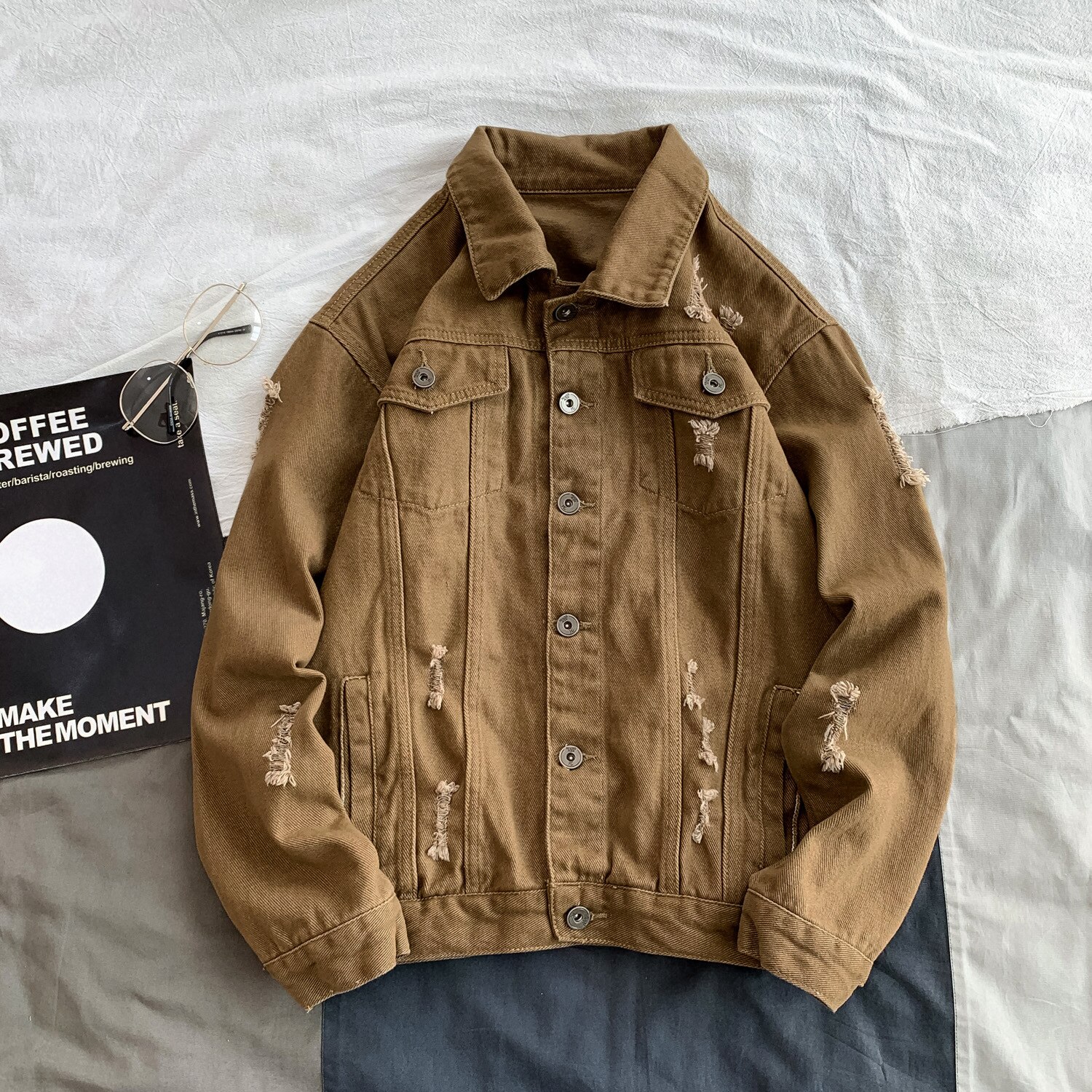 Jaqueta Masculino Spring Denim Jacket Men Turn Dow... – Grandado