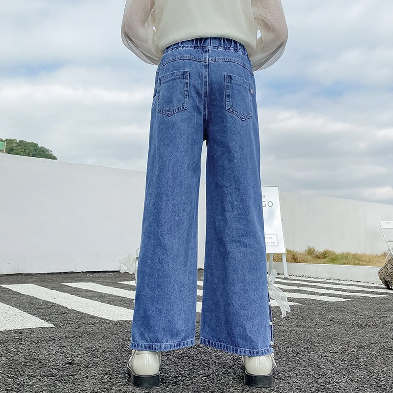 Girls Bowknot Split Jeans 2022 Spring Summer Wide ... – Grandado