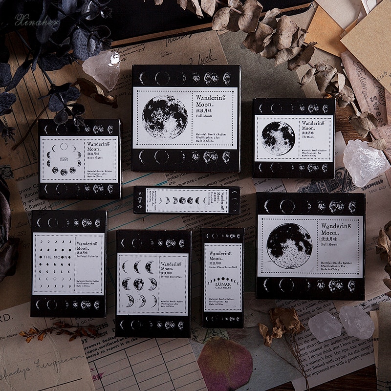 Vintage Moon phase lunar calendar decoration stamp... – Grandado