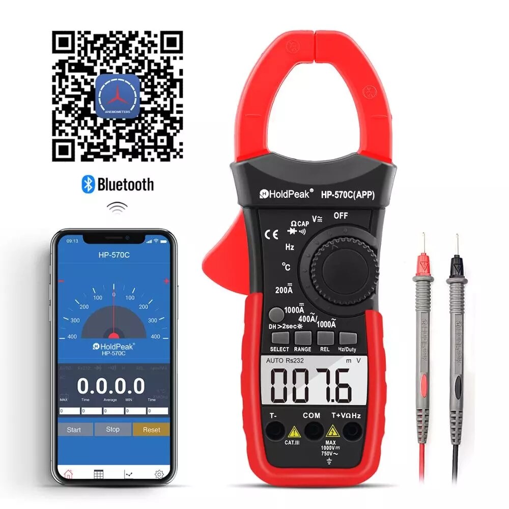 HoldPeak HP-570C-APP Digital Clamp Meter 4000 coun... – Grandado