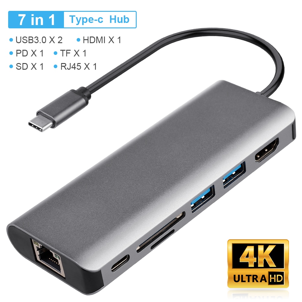 USB C Hub 4K HD 7 In 1 Type C HUB With 4K Hdmi SD ... – Grandado