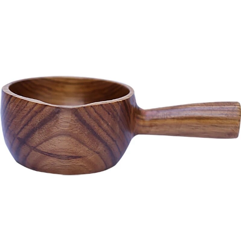 Creatieve Houten Kom Met Handvat, Grote Houten Lep... – Vicedeal