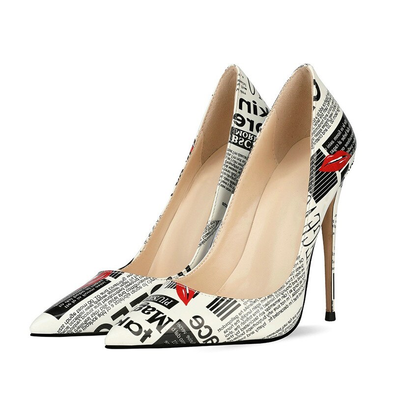 LMZNH High Women's High Heels Graffiti Pointed Toe... – Grandado