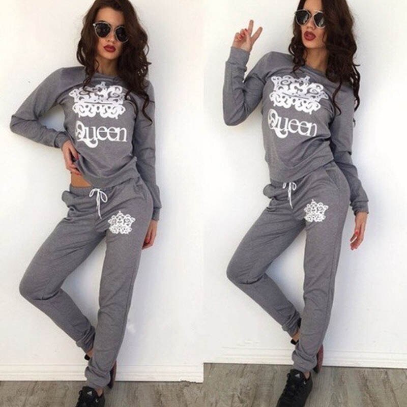 Knowing me Autumn Queen pattern print Tracksuit se... – Grandado