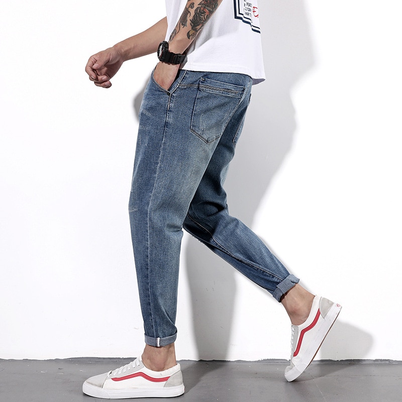 nine-point ripped denim jeans loose thin nine-poin... – Grandado