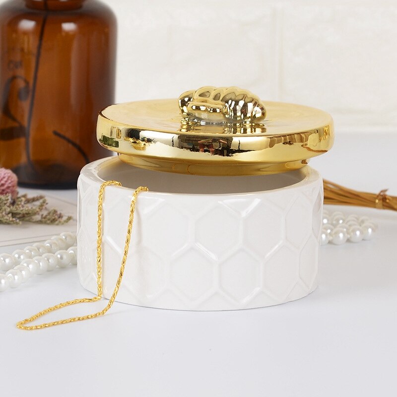 Bee Jewelry Box Golden Ceramic Jewelry Storage Tan... – Grandado