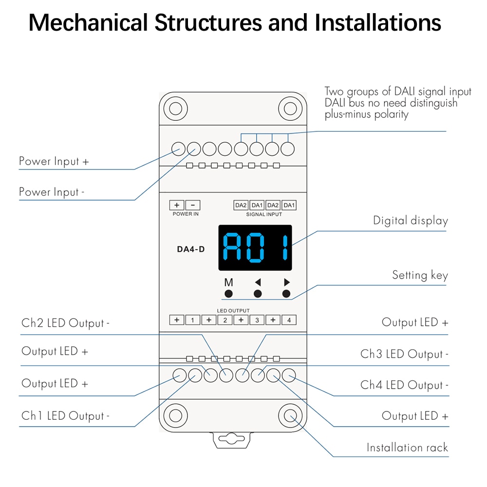DC 12V 24V 4 channels DALI led Dimmer 20A 240W 480... – Vicedeal