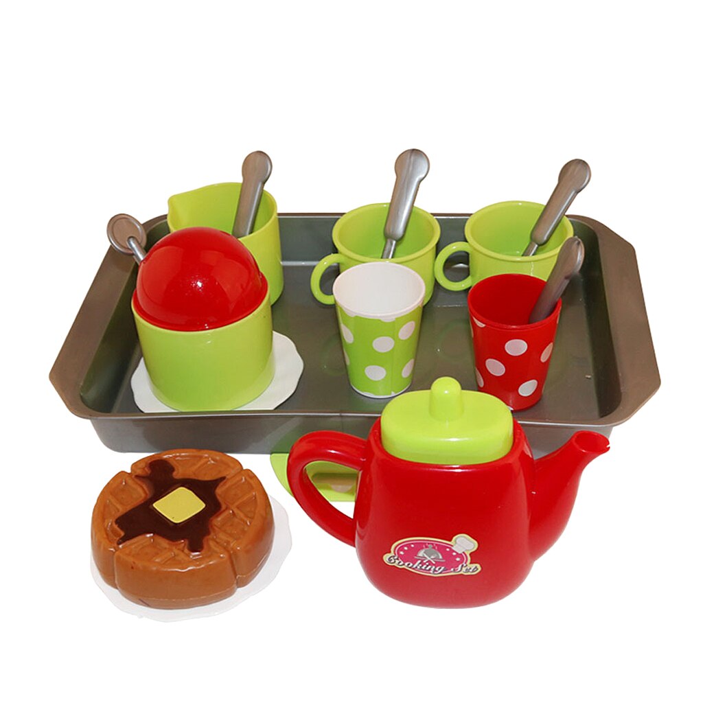 18Pcs Plastic Tea Set Tray Teapot Tea Caddy Cups P... – Grandado