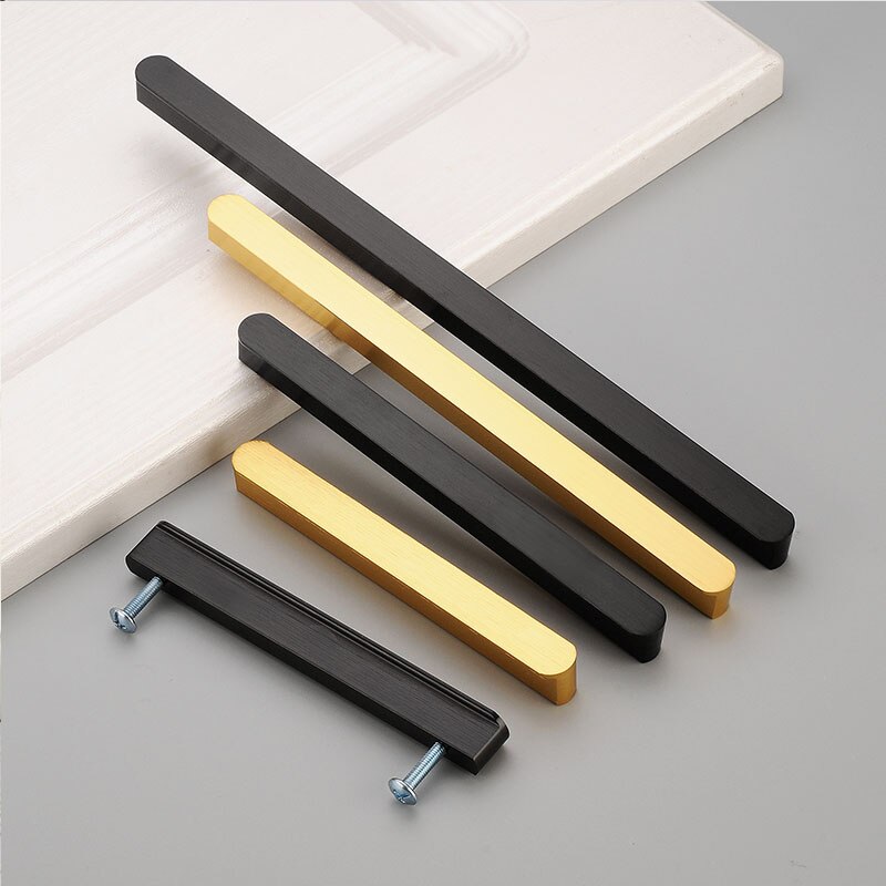 Gold cabinet door handles with round head Black lo... – Grandado