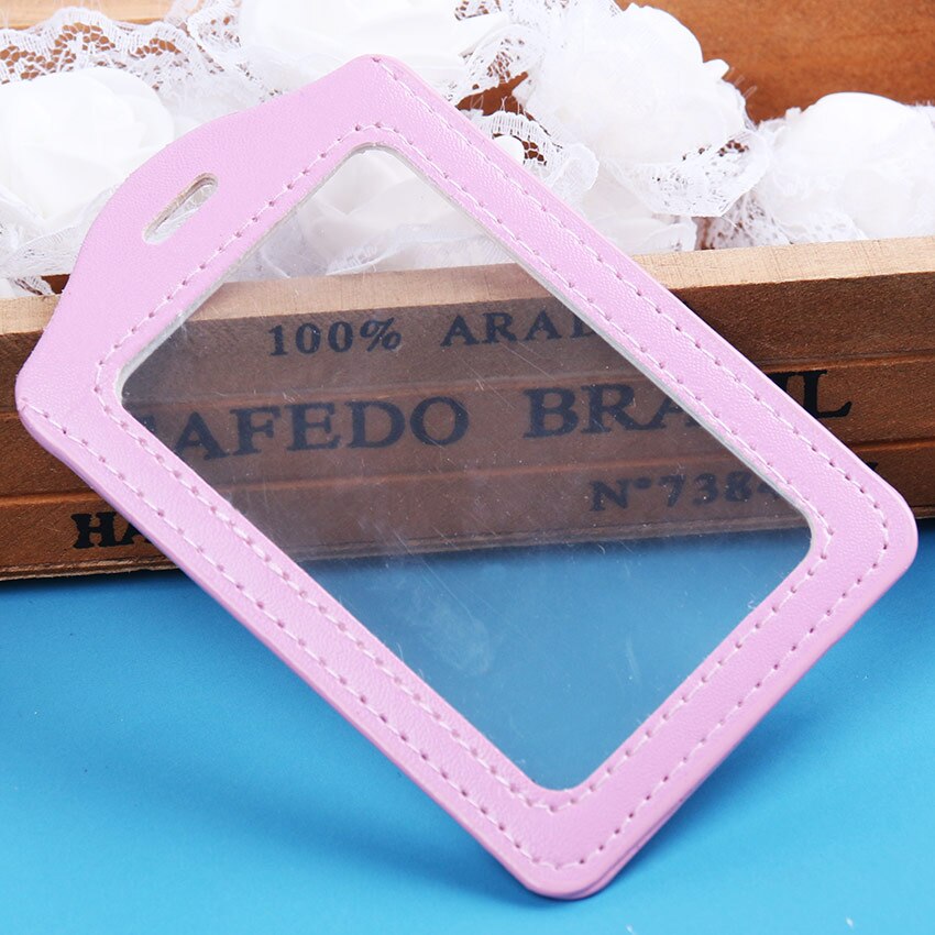 PU Leather ID Badge Case Clear With Color Border L... – Grandado