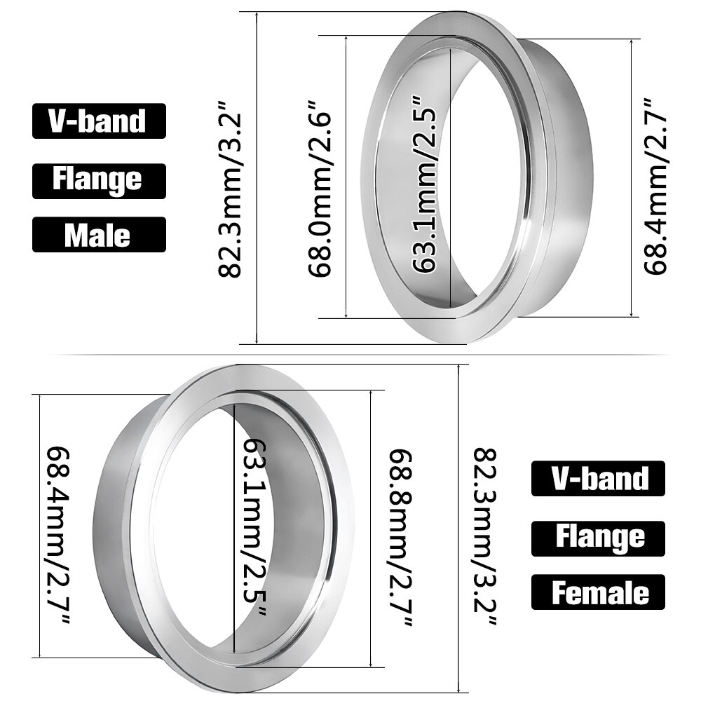 VR - (2PC/LOT) 2.5" V-Band Flange Stainless S... – Grandado