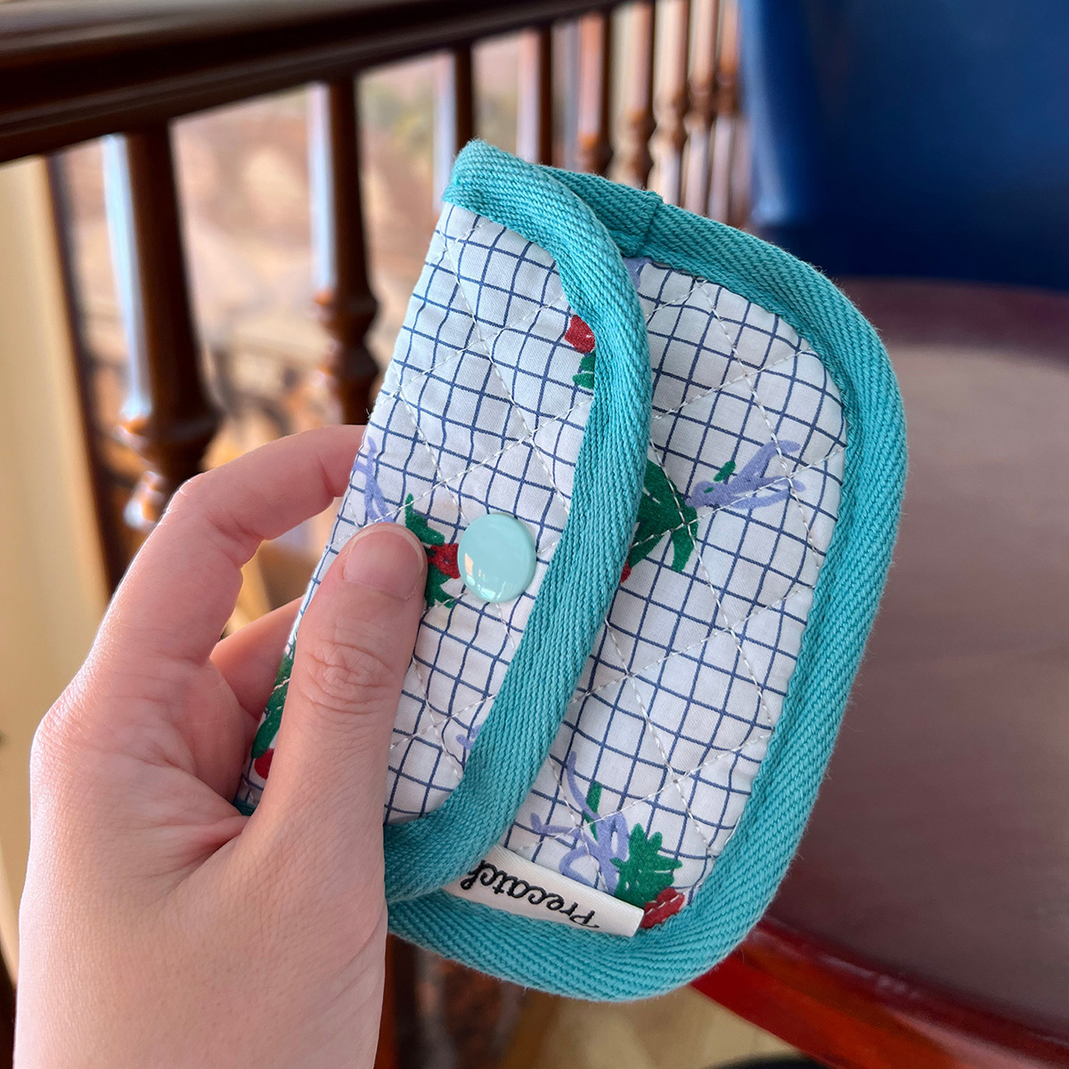 Floral Print Card Holder Wallet Checkered Card Wal... – Grandado