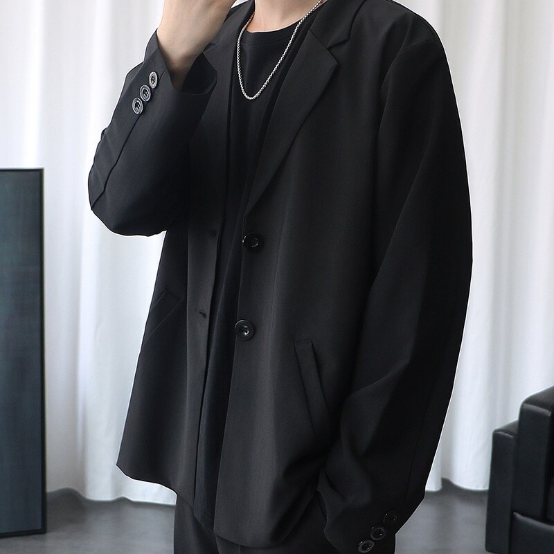 Men Spring Atumn Thin Casual Loose Blazer High Sch... – Grandado