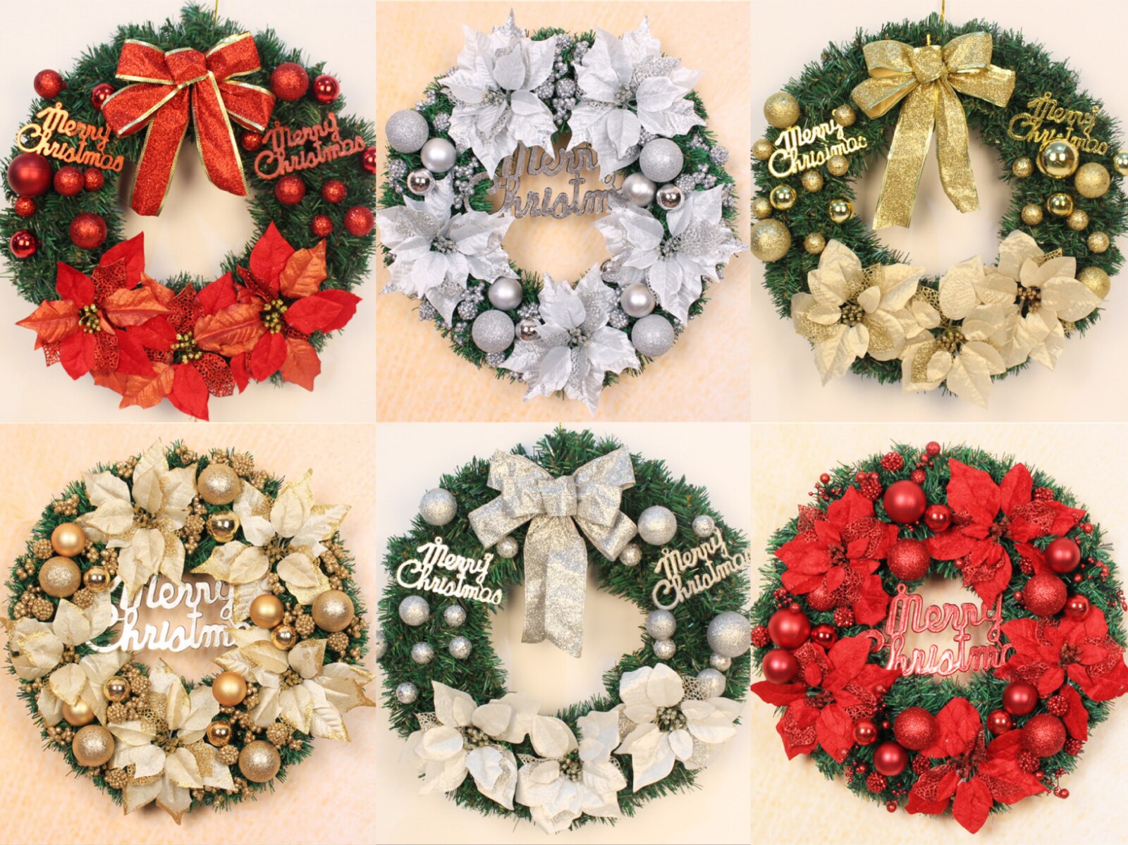 Elegante Rode Kerst Krans Champagne Goud Kerst Kra... – Grandado