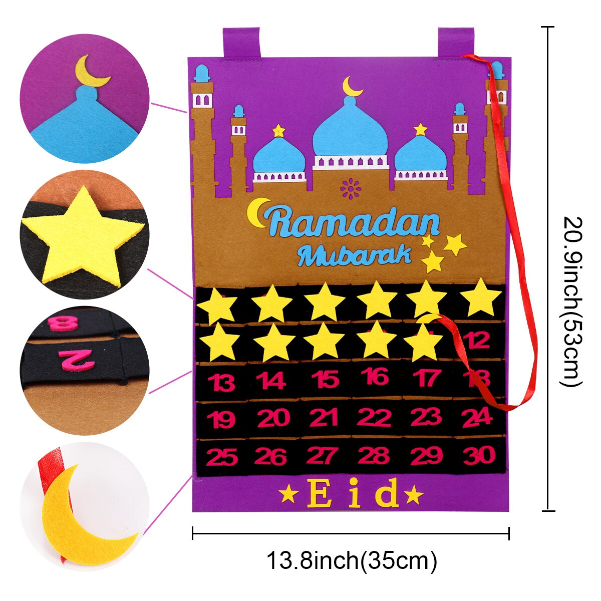 Eid Mubarak Hanging Felt Countdown Calendar Islam ... – Grandado